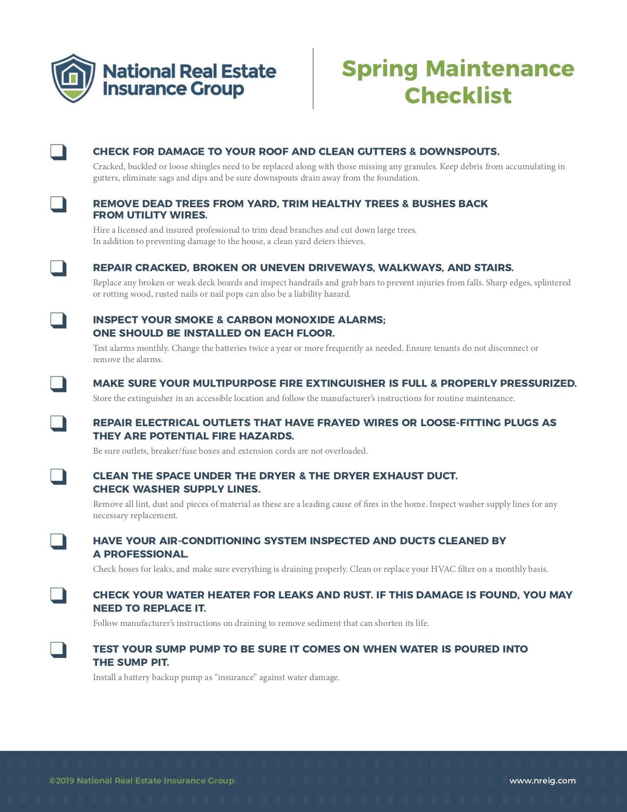 Spring Maintenance Checklist • Real Estate Resources